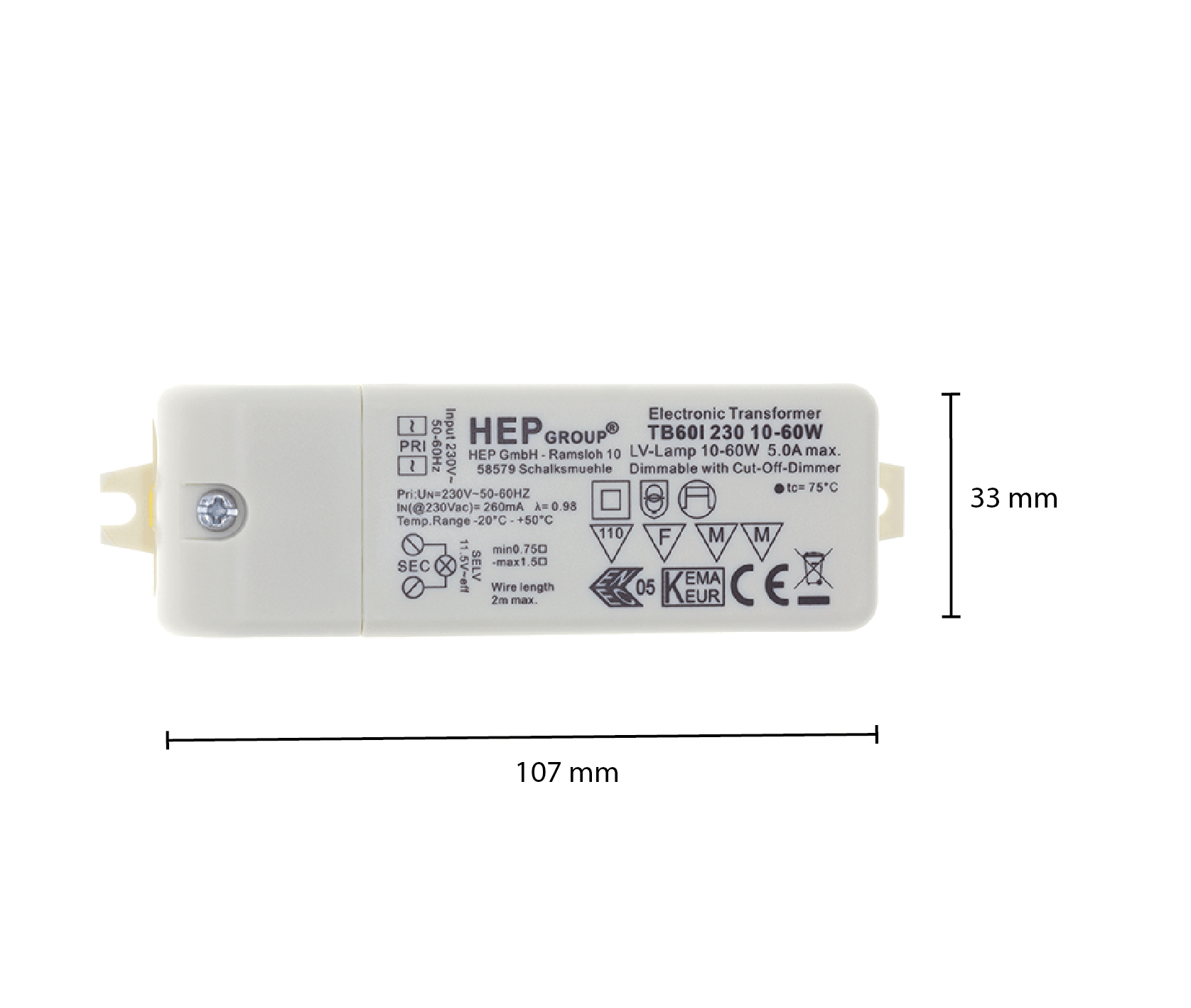 HEP DRIVER | DIMMABLE 60mA | 12V | 260mA |10-60W – Profolux